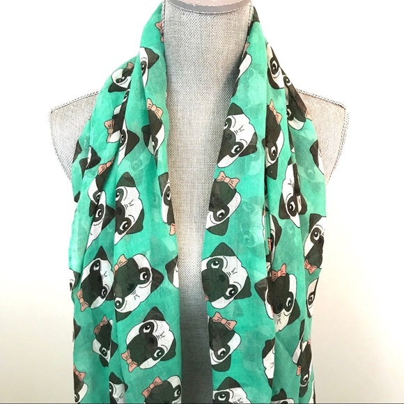 Unk | Accessories | Pug Print Scarf | Poshmark